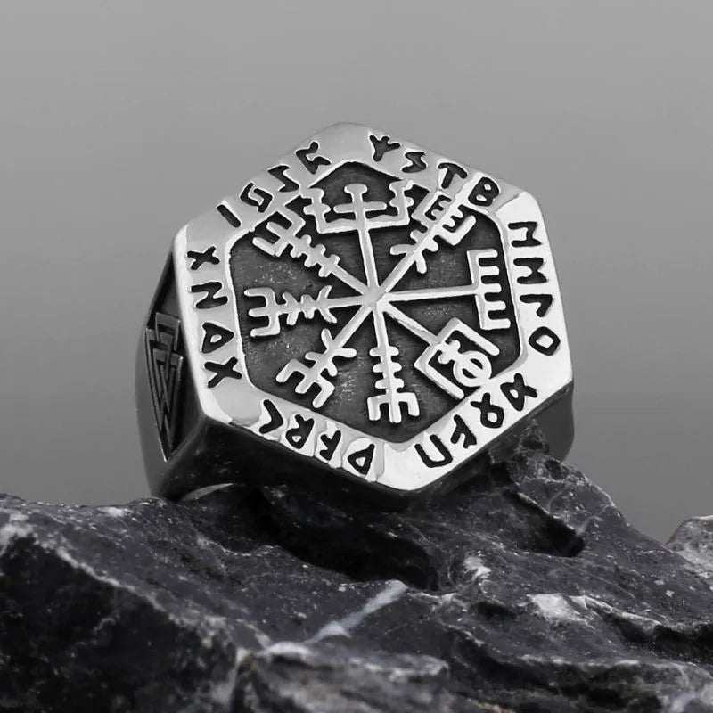 Nordic Viking Compass Rune Hexagon Ring / ULIKING JEWELRY – ULiking Jewelry
