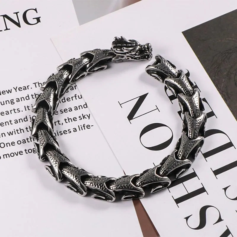 Vintage Dragon Scales Stainless Steel Bracelet / ULIKING JEWELRY ...